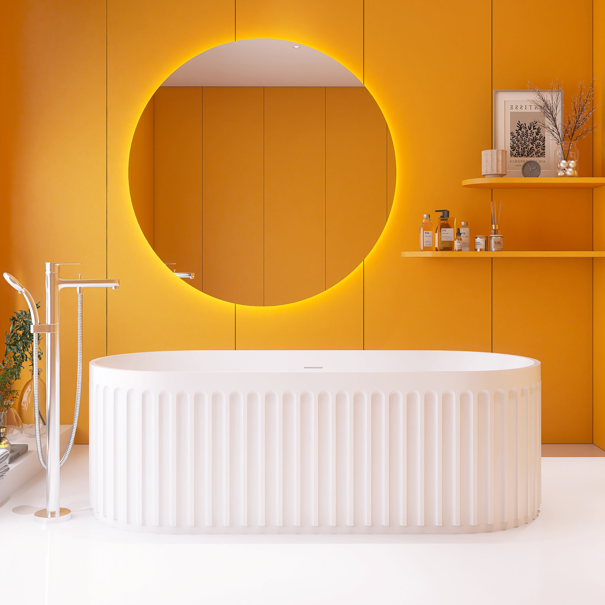 Absolux Haven 65" L X 29.5 " W Modern Curved Solid Surface Tub ...